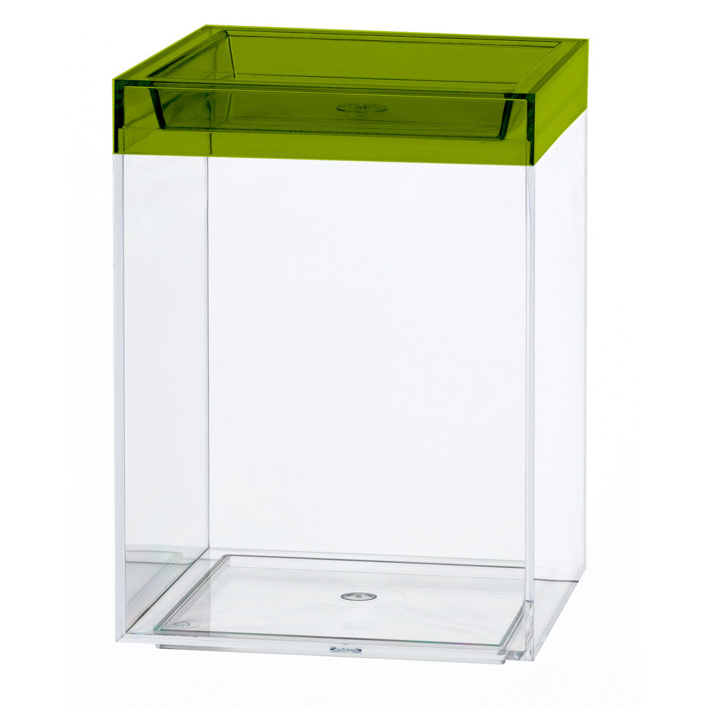 Clear Plastic Stacking Canister Box with Crystal Lid Measures 4" x 4" x ...